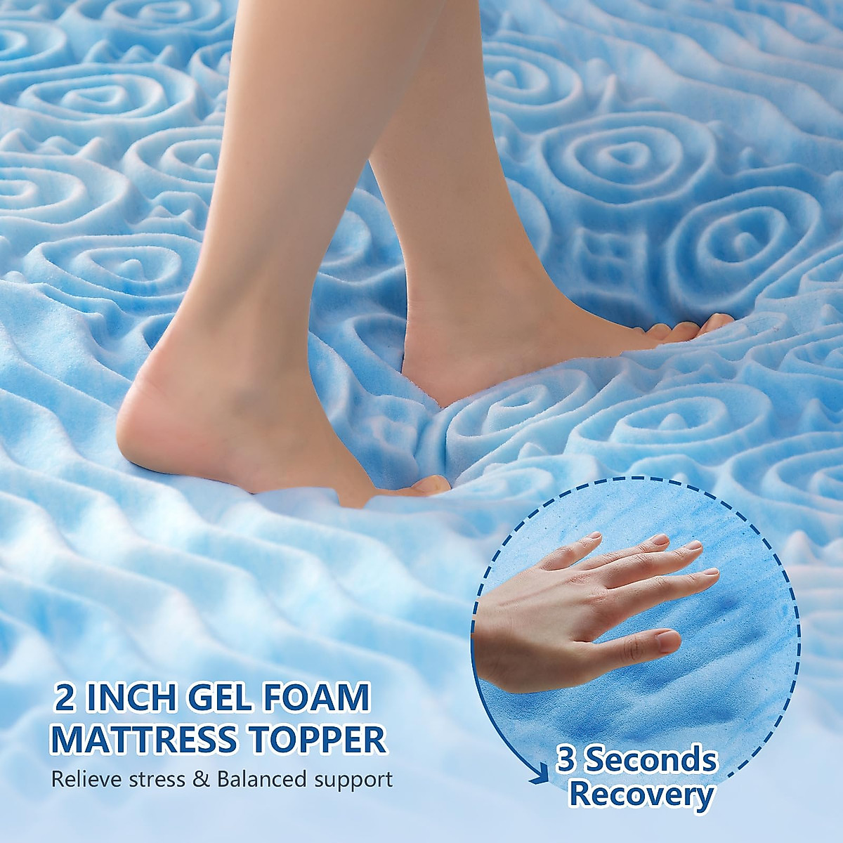 KAYFIA Dual Layer 3 Inch Memory Foam Mattress Topper Full,2 Inch Gel Memory Foam Plus 1 Inch Down Alternative Pillow Top Mattress Topper,with 8-21 Inch Deep Pocket,Support for Back (White, Full)