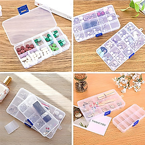 Guyuyii Bead Organizer - 4-Pack Adjustable Bead Organizers and Storage, 2 with 10 Grids and 2 with 15 Grids - Perfect for Craft Supplies and Jewelry Making