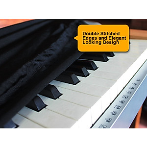 Piano Keyboard Dust Cover for 88 Keys - Piano Chord EBook Included - Made of Nylon/Spandex - Comes Complete with Built-In Bag, Elastic Cord and - Locking Clasp - Keep It Free From Dust and Dirt!