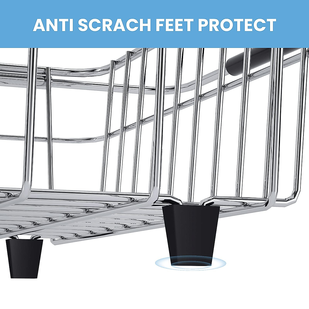 FAWEGO Expandable Sink Dish Drying Rack Adjustable 304 Stainless Steel in Sink Dish Drainer, Rustproof Dish Rack for Sink or Counter top