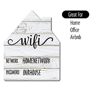 Rustic White WiFi Password Sign, Rustic Farmhouse Fridge Magnet, WiFi Password Sign for Home with Black Wet Erasable Pen, Magnetic White WiFi Sign for Guests, Fridge Magnet Decor, 4.0 x 5.0 inch