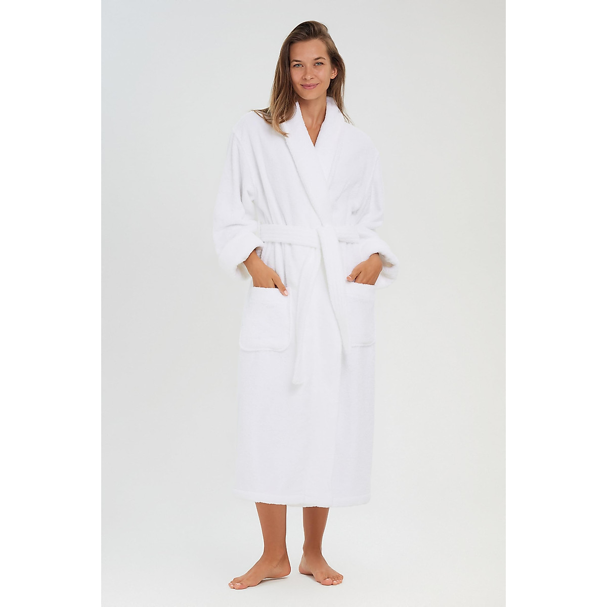 MONARCH Unisex Terry Bathrobe - 100% Lux Combed Cotton, 16 oz Loop Terry Shawl Collar Robe, Five-Star Hotel Choice (Medium, Non-Hooded)