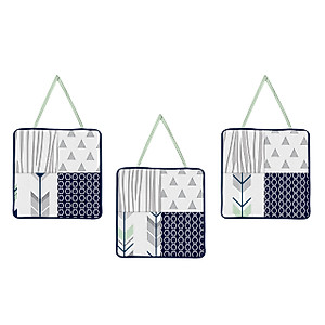 Sweet Jojo Designs Navy Blue, Mint and Grey Woodsy Deer Boys Baby Bedding 11 Piece Crib Set