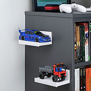 5.4" Adhesive Small Floating Shelf for Speakers, Books, Plants, Cameras, Toys, Decor & More, Screwless Wall Shelves, Easy to Install, by Brainwavz (SHELF180, White)