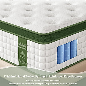 King Mattress, 14-Inch Luxury Hybrid Mattress, Fiberglass-Free Mattress in a Box with Gel-infused Memory Foam, Individual Pocket Spring for Motion Isolation-Edge Support,CertiPUR-US,10-Year Warranty