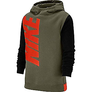 Nike Boys' Sportswear Core Amplify Hoodie Medium Olive/Total Orange Size Youth XL
