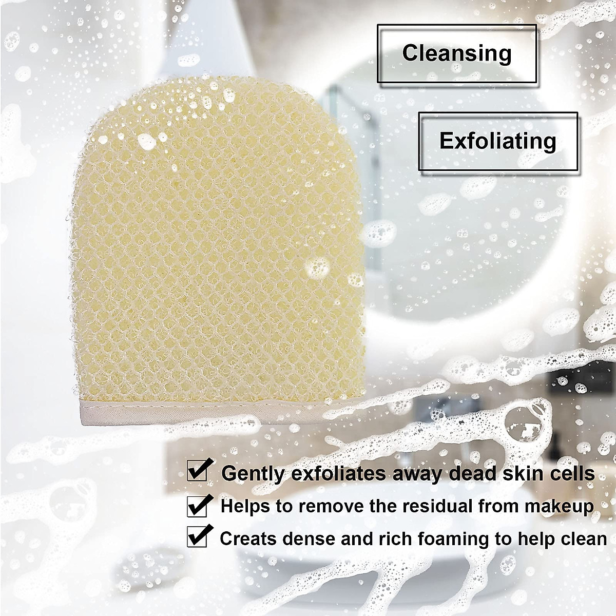 PPHAO - Facial Cleansing Sponge - Exfoliating Facial Cleansing Cloths Gloves Mitts - Facial Sponges for Cleansing and Exfolaiting - Facial Pads Cleasing - Softweave Exfoliating Washcloths pad - 6PACK