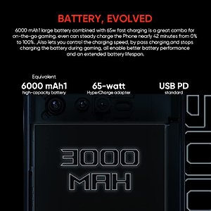 ASUS Rog Phone 6 5G Dual AI2201 128GB 8GB RAM Factory Unlocked (GSM Only | No CDMA - not Compatible with Verizon/Sprint) Tencent Version - Black