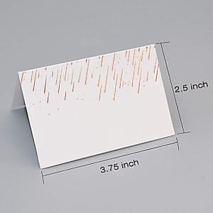 AZAZA 50 Pcs Tent Place Name Cards with Rose Gold - Seating Place Cards for Weddings Banquets Dinner Parties 2.5" x 3.75" (Meteor Shower - Rose Gold)