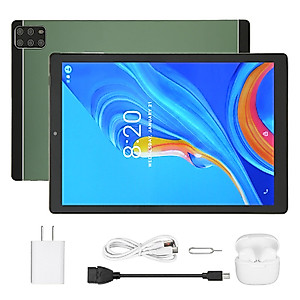 FOLOSAFENAR HD Tablet, 6GB 128GB 100‑240V 10.1 Inch Tablet PC with Earbuds for Work for Android 12 (US Plug)