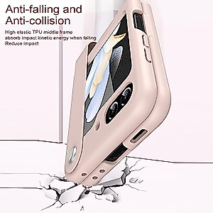 for Samsung Z Flip 5 Case with Wrist Strap, Anti-Drop Z Flip 5 Leather Case with Strap, Ultra-Thin PU Skin-Feel Flip 5 Case Anti-Scratch Shockproof Case for Samsung Galaxy Z Flip 5 5G 2023 (Pink)