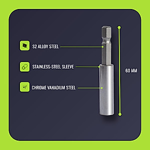 VESTTIO Magnetic Bit Holder Quick Release Drill Bit Extension 60 mm/2.36 Inch Length 10PCS 1/4 Inch Hex Shank for Power Drill Electric Screwdriver Impact Driver Tool Accessory