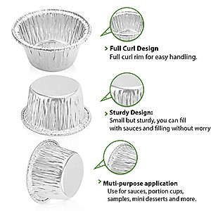 Disposable Aluminum Individual 2 Oz Foil Cups-Souffle Cups-ramekins. #S220 (100)
