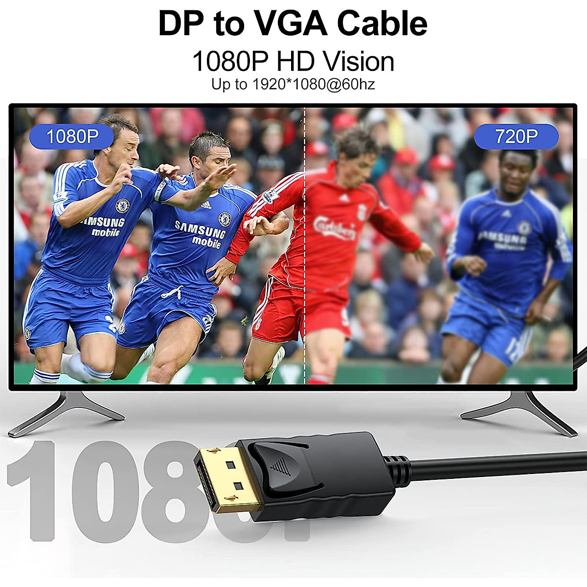 DisplayPort to VGA Cable 3 Ft, 2-Pack Display Port DP to VGA Adapter Cord Male to Male HD Video 1080P for Computer, Monitor, TV, Projectorr