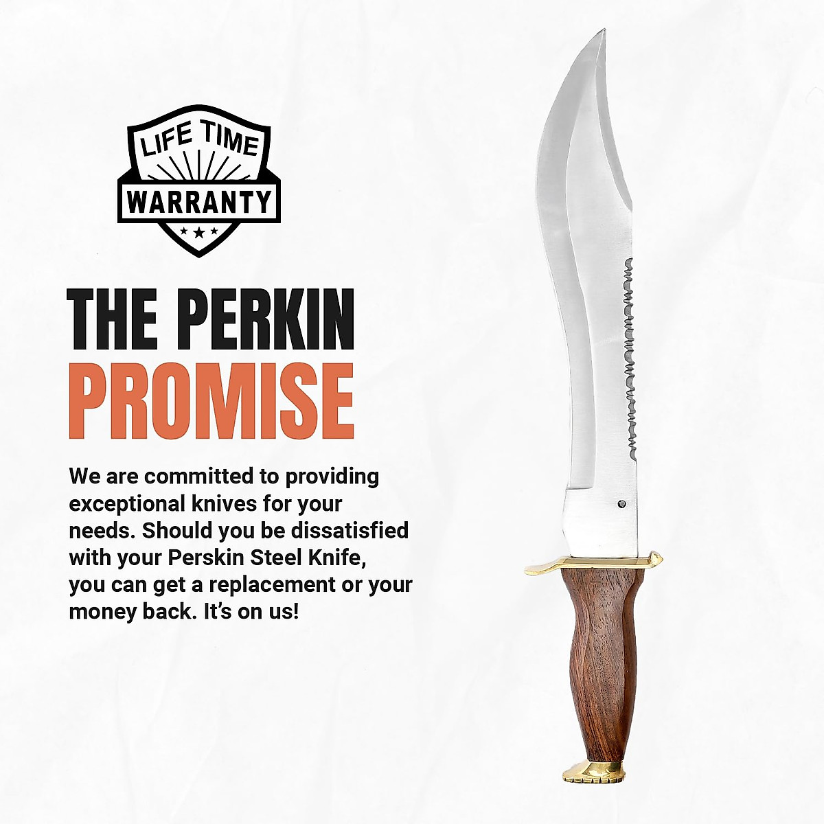 Hunting Knife - 12" Fixed Blade Hunting Knives with Sheath - Razor Sharp Fixed Blade Knife Crafted from Stainless Carbon Steel with Walnut Wood Handle - Handmade Survival Knife by Perking Knife