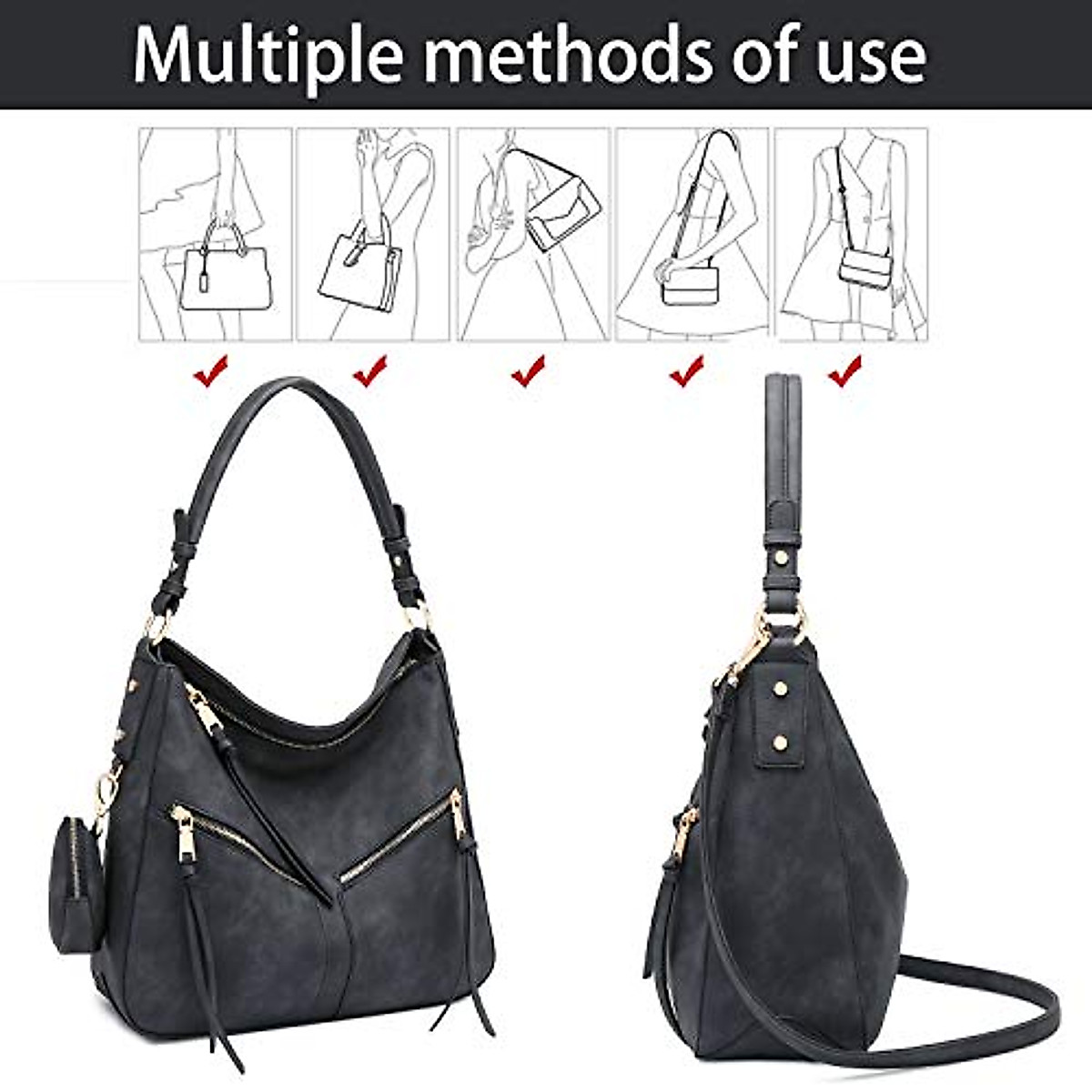 Hobo Handbags for Women Large Designer Ladies Hobo bag Bucket Purse