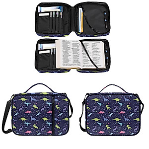 DMOYALA Dinosaur Bible Case for Women Cute Bible Bags with Zipper Bible Journaling Supplies Bible Accessories Makeup Bag Womens Purses and Handbags Bible Case Wrist Key Chain 2 Pcs Set