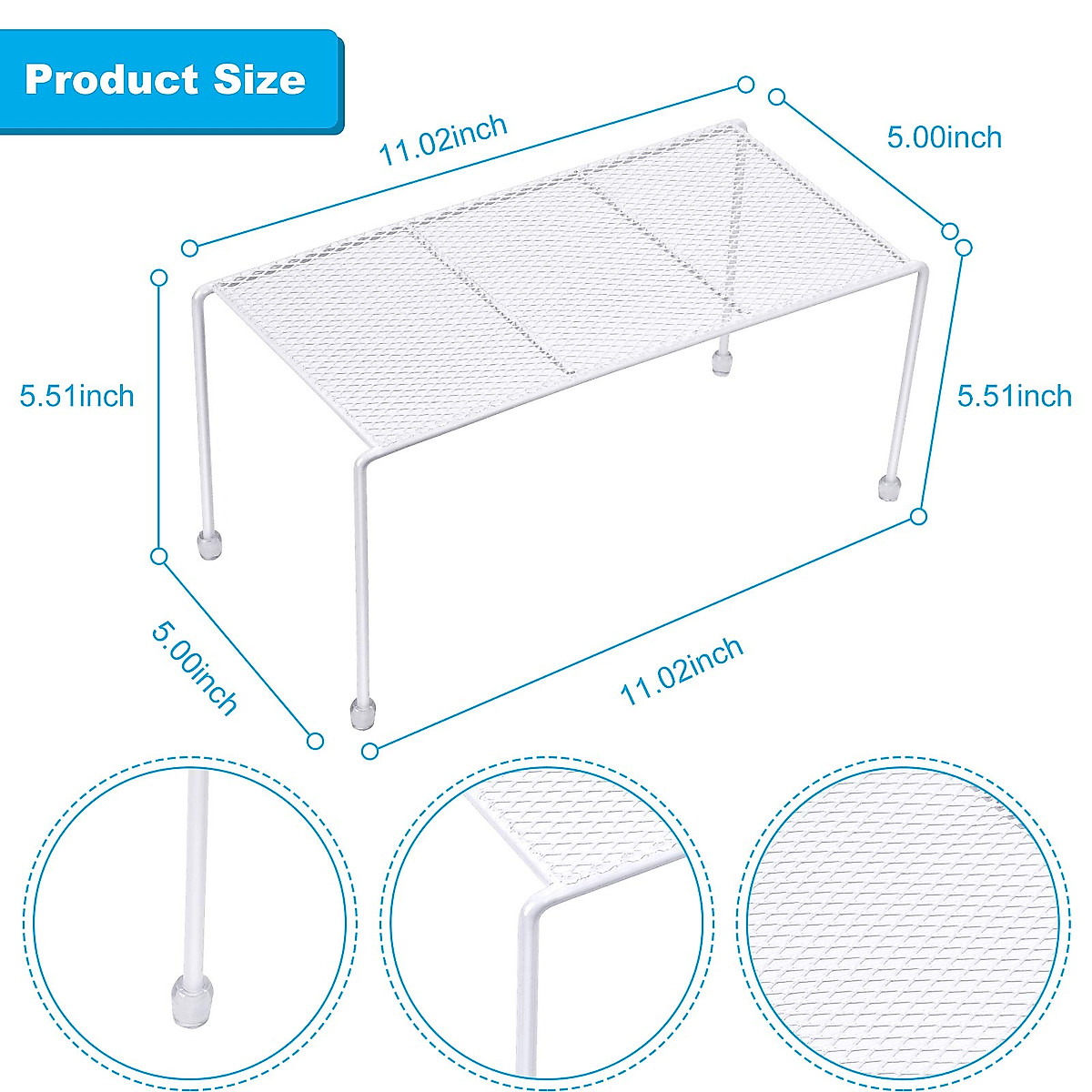 JBESUHI Mesh Kitchen Shelves,Cabinet Storage Shelf Rack, Cabinet Organization Mini Storage Shelf (White, 6)