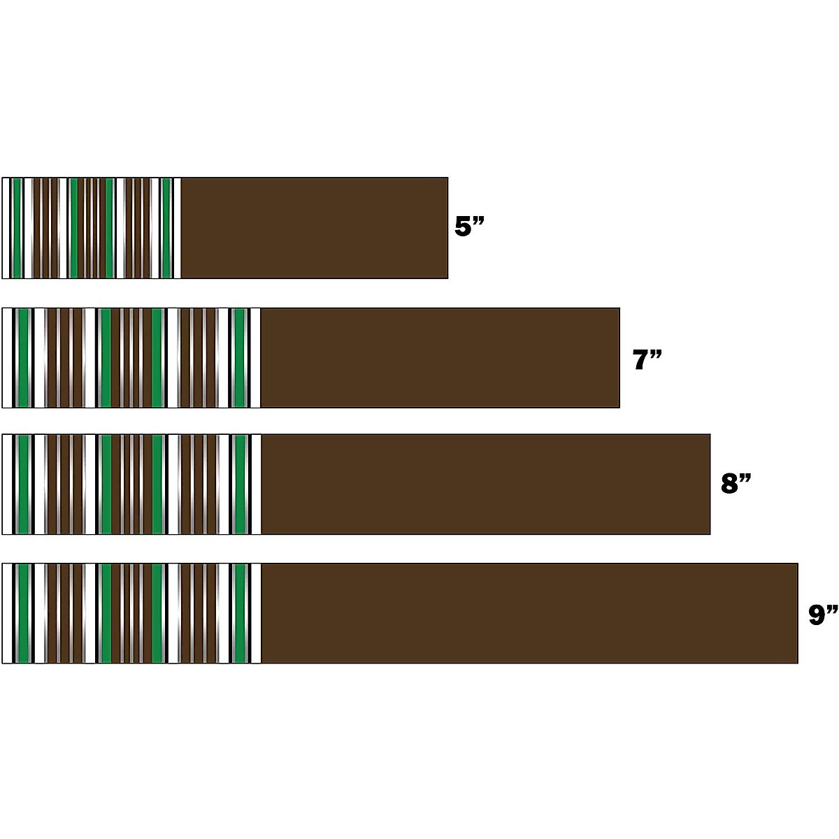 White Water Archery Laminated Brown Background Green Stripe Traditional 18 Crest Arrow Wraps 15 pk Choose Length Width (5, 1)