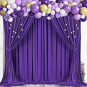 10x10 Purple Backdrop Curtain for Parties Wedding Wrinkle Free Purple Photo Curtains Backdrop Drapes Fabric Decoration for Birthday Party Photography 5ft x 10ft,2 Panels