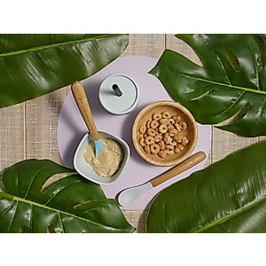 Avanchy Bamboo La Petite Family Collections Gift Set Green - Includes Mini Bamboo Bowl, Silicone Bowl, Silicone Cup, and Bamboo Baby and Infant Spoons - Baby Dishes Set - Baby Shower Gifts