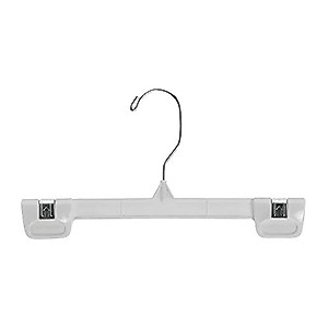 NAHANCO 1686-10 Plastic Skirt/Slack Hangers, Snap Grip with Swivel Hook, 10", Ivory (Pack of 200)