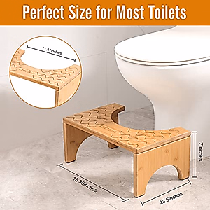 iFedio Toilet Stool, Poop Stool,Bamboo 7 Inch Toilet Potty Stool,Foldable Squat Stool Potty with Anti Slip Layer,Toilet Stool Squat Adult