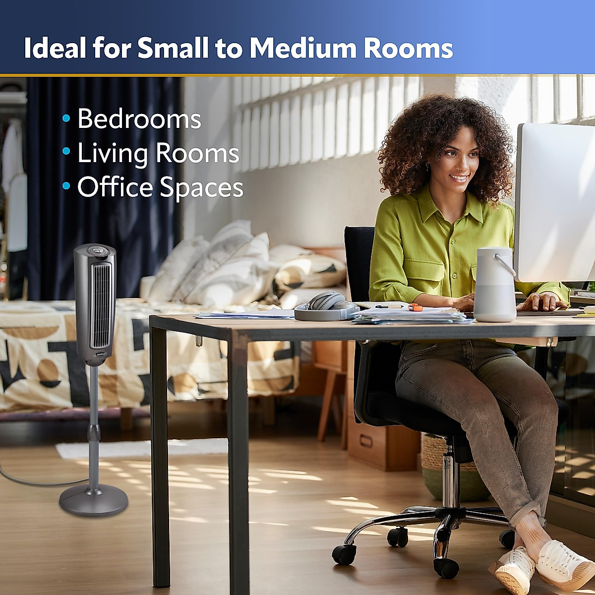 Lasko 2535 52" Oscillating Pedestal Fan, 52 Inch, Silver Gray