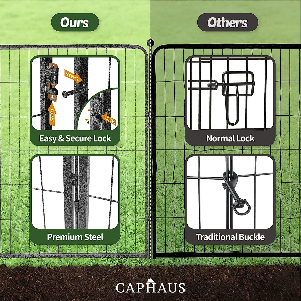 CAPHAUS Decorative Garden Fence, 24 Inch x 21 FT Heavy Duty Iron Fencing Landscape Patio Flower Bed Animal Barrier Border Edging Section, Panel Decor, Folding Wire Fence for Yard for Dog Outdoor