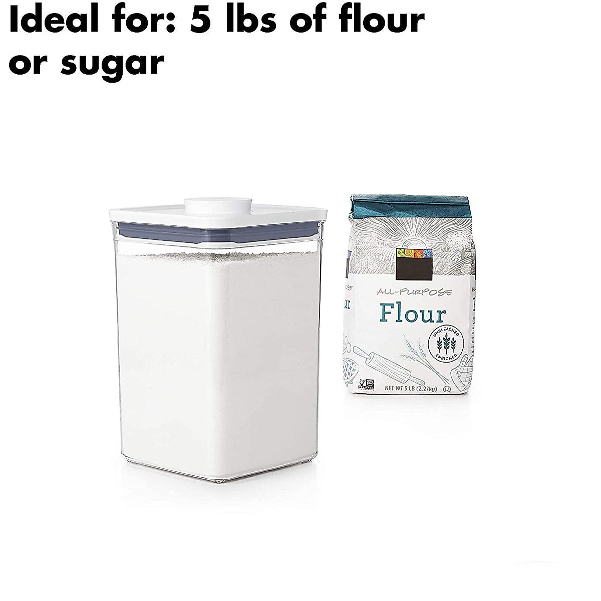 OXO Good Grips POP Container 4.4-Quart Square Airtight Food Storage for for Flour and More (Set of 4)