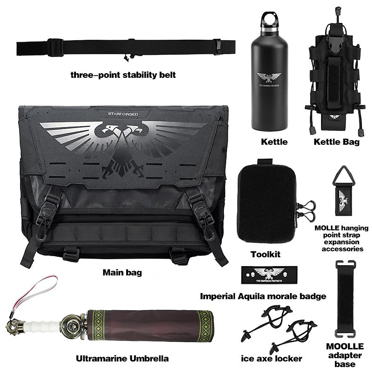 Starforged Imperium Mailer Bag Luxury Level Outdoor Waterproof Backpack Warhammer 40K Multifunctional Shoulder Bag