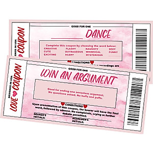 Love Voucher Cards for Him and Her - Romantic Gift for Birthdays, Anniversaries, Valentine's Day - 18 Unique Watercolor Themed Cards