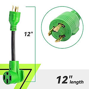 RVMATE 3 Prong 12 Inch 30 Amp to 50 Amp RV Generator Adapter Cord, STW 10/3, L5-30P Male Plug to 14-50R Female Connector with LED Indicator