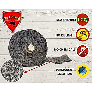 Pestplug 4" X 5' Long x 3 Rolls, 100% Stainless Steel Woo: Gap Blocker to Keep Mice, Rodents & Insects Out. Does NOT Rust! Fill Fabric, Plug Holes & Gaps in Homes, Garages, Farm Buildings, RV's