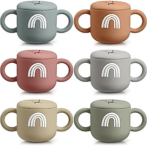 Didaey 6 Pack Silicone Snack Cups Spill Proof Bowls for Kids Toddlers Baby No Spill Snack Cup Snack Container for Toddler over 6 Months Baby Snack Cups with No Slip Handles