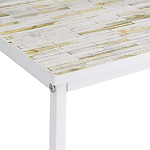 OSP Home Furnishings Brighton Console Table, Mosaic Top and White Metal Frame