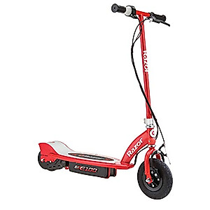 Razor 13111260 E100 Electric Scooter (Red) & E200 Electric Scooter for Kids Ages 13+ - 8 Pneumatic Tires, 200-Watt Motor, Up to 12 mph and 40 min of Ride Time, for Riders up to 154 lbs