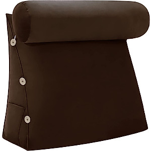 VERCART Adjustable Bed Reading Pillow Throw Wedge Pillows for Sleeping Triangular Bedrest Sofa Lumbar Neck Back Support with Removable Velvet Cover, 23.5 Inches, Coffee Velvet-brown