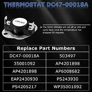 【Upgraded】DC47-00019A Dryer Heating Element for SAMSUNG DV40J3000EW/A2 DV45H7000EW/A2 DV42H5000EW/A3 DVE50R5400V/A3 DV42H5200EP/A3 DV210AEW/XAA DVE50M7450W/A3 DV42H5200EP DV48H7400EW/A2
