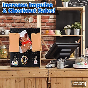 Pegboard Display Stand for Craft Shows & Fairs - Metal Jewelry Retail Display for Selling Accessories, Earring, Pin Stands for Retail Stores, Vendors & Events - 17" x 13”, Black