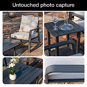 SUGOLD Outdoor Aluminum Patio Furniture Set 5 Piece, Swivel Rocking Chairs, All Weather Outdoor Aluminum Sofa, Patio Bistro Set for Patio, Porch, Deck(Silver Gray)