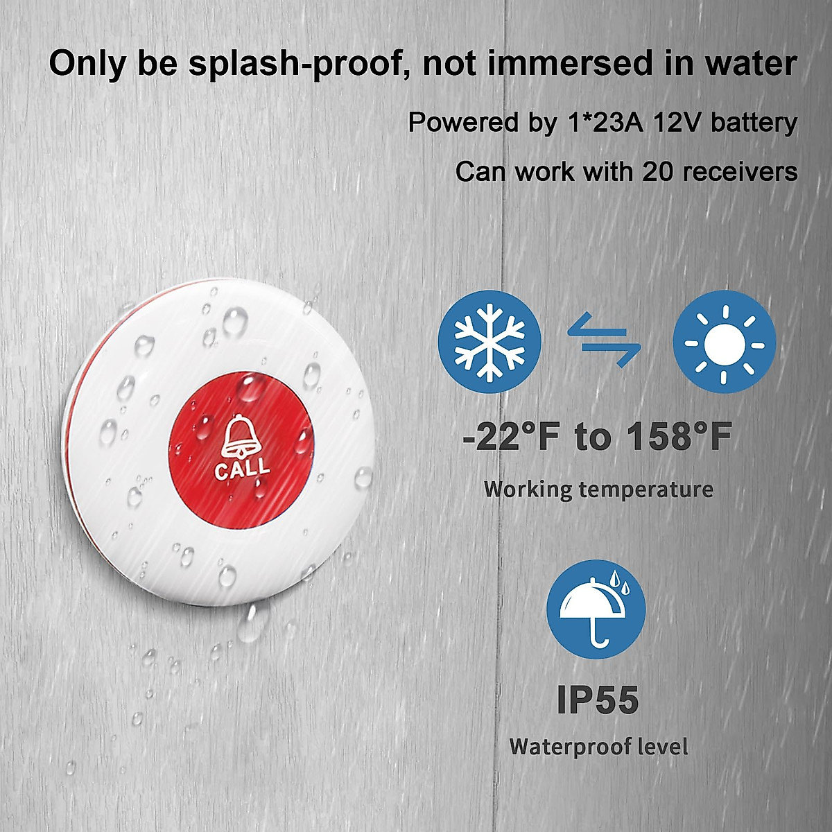 Daytech Wireless Caregiver Pager Call Button Elderly Medical Nurse Alert System for Elderly Monitoring/Seniors with 2 SOS Call Panic Buttons & 2 Watch Pagers, 500+Feet 3 Receivers