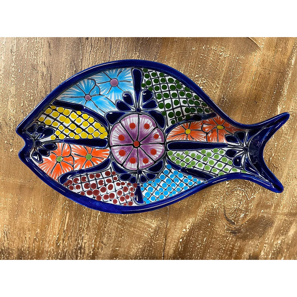 Talavera Fish Shaped Serving Platter, Appetizer Plate