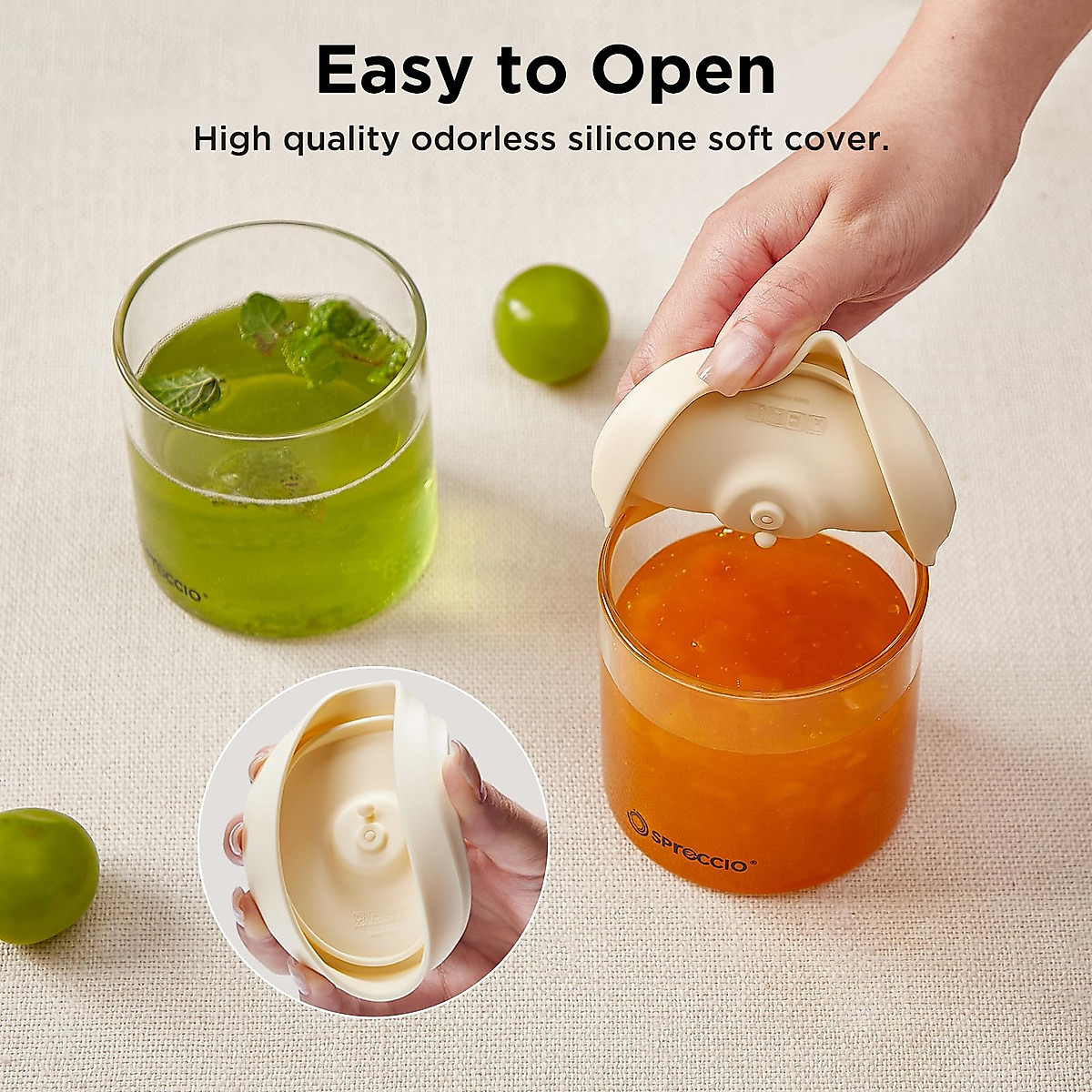 Spreccio Glass Food Jars - Airtight Dressing Containers with Lids, Perfect for Sauces, Overnight Oats, and Baby Food Storage, Small Glass Jars with Lids, 10oz Pack of 4