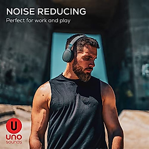 UNOSOUNDS On Ear Headphones, Wireless and Bluetooth, Noise Cancelling, Comfortable Design, Built in Mic and Wired Mode for Mobile, PC & TV, Includes 3.5mm Aux Cable and USB Charger (Grey)