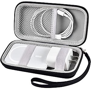 Case Compatible with Apple MagSafe Charger Battery Pack, Holder for Mag Safe Magnetic Power Bank for iPhone 12, Storage with Strap & Mesh Pocket for 20W USB-C Power Adapter and Cable (Case Only)