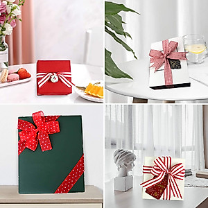 Fabric Ribbons Red and White Plaid Ribbon for Crafts, Grosgrain Striped Ribbon for Gift Wrapping, 1 Inch Organza Polka Dot Ribbon, 30 Yard