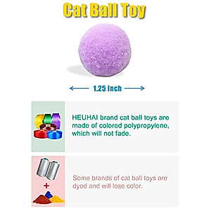 HEUHAI Cat Balls, 40 Pack 1.25 Inches 10 Colors, Soft and Non-Fading Cat Toy Balls, Cats, Ferrets, for Small and Medium Breed Sizes