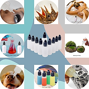 10Pcs 30ml Plastic Eye Liquid Dropper Bottles Squeezable Empty Dropping Bottles With TamperCap（black cap）