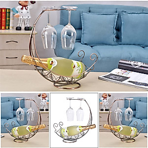 Hongiuia Wine Glass Rack - Metal Wine Bottle rRack Standing Display Rack, Desktop Stemware Storage Rack, Pirate Ship - Bronze